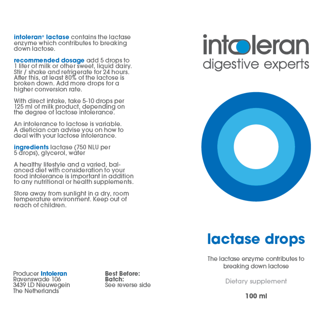 Lactase drops - 100 ml | Make dairy products lactose-free! | Intoleran