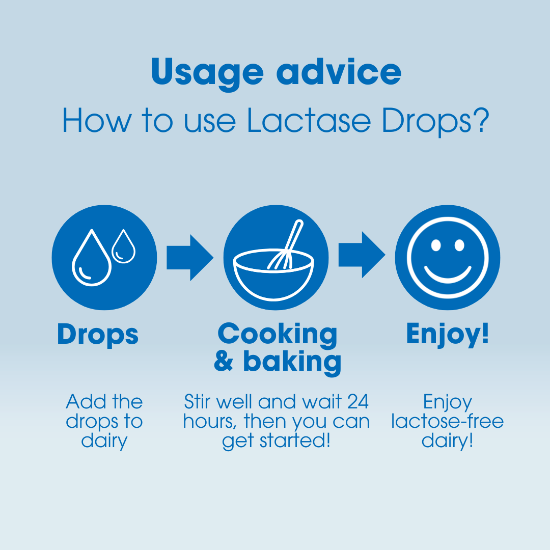 Lactase drops - 100 ml | Make dairy products lactose-free! | Intoleran