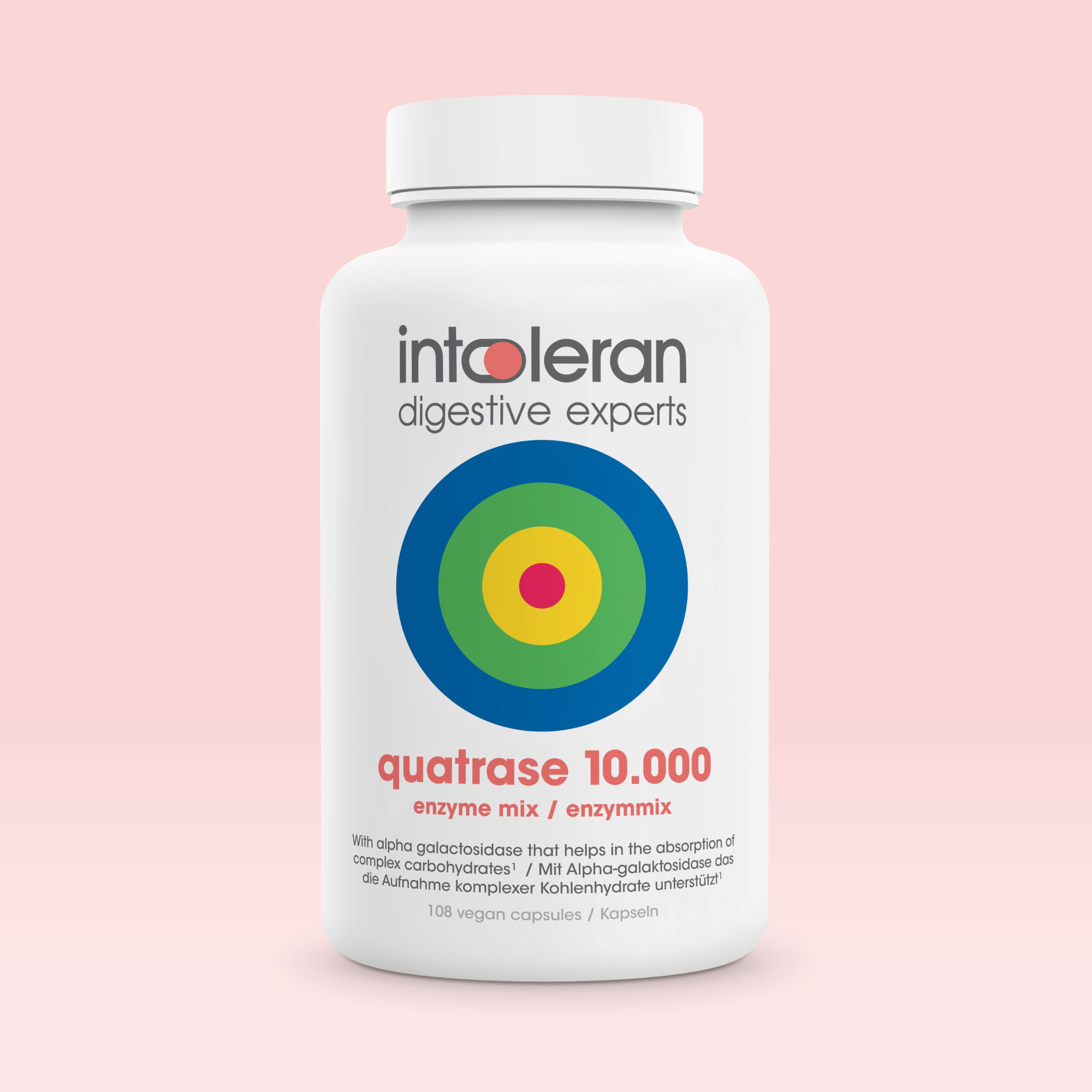 Quatrase forte - 108 capsules | Contains 4 different enzymes | Intoleran