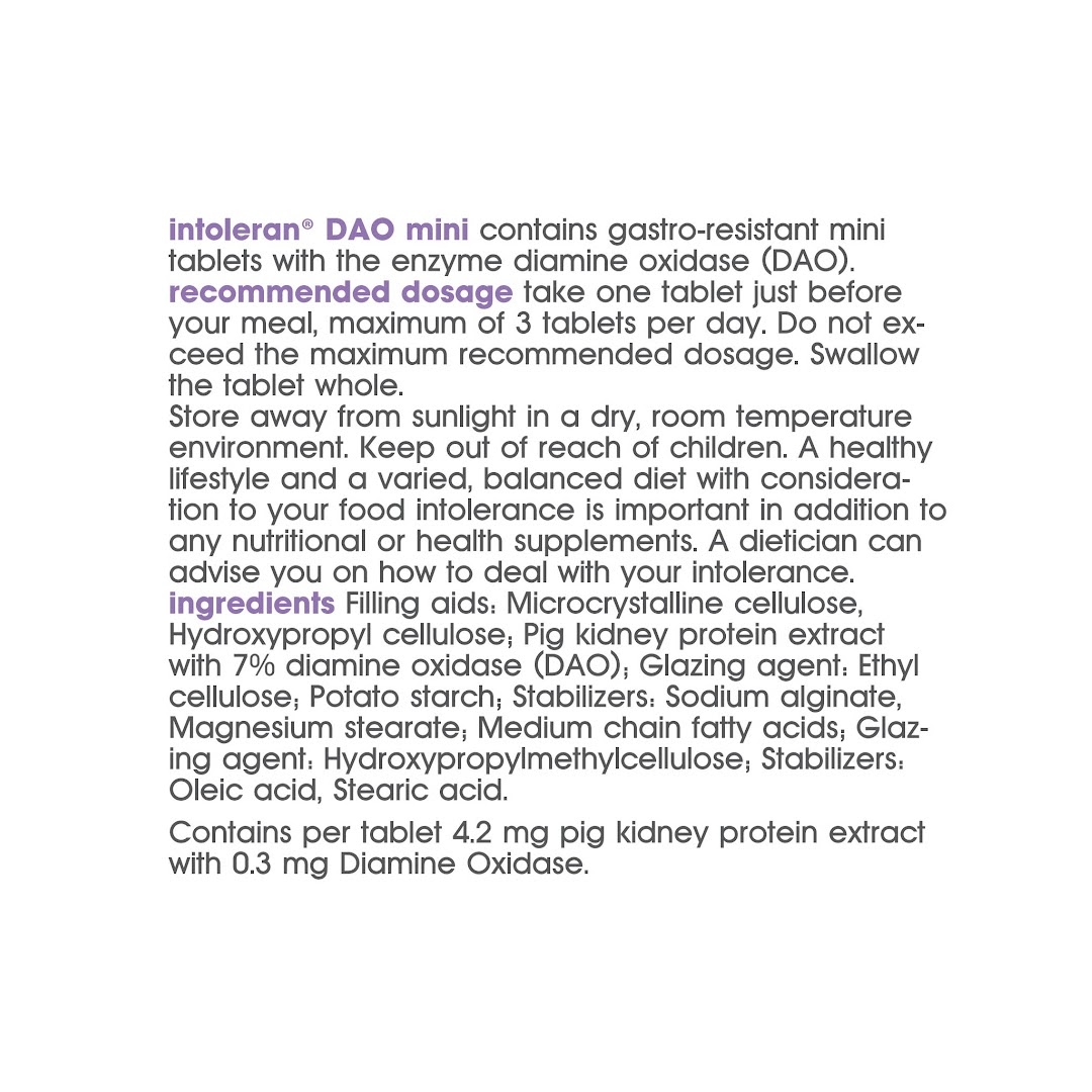 DAO mini - dispenser 60 tablets | Contains Diamine Oxidase | Intoleran