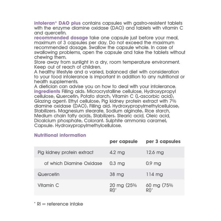 DAO plus - 50 capsules | Contains Diamine Oxidase | Intoleran