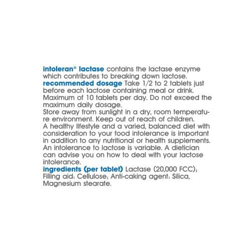 Lactase 20,000 - 50 tablets, highest dose lactase tablets | Intoleran