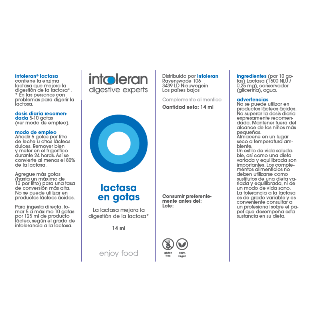 Lactasa en gotas - 14 ml | Intoleran España