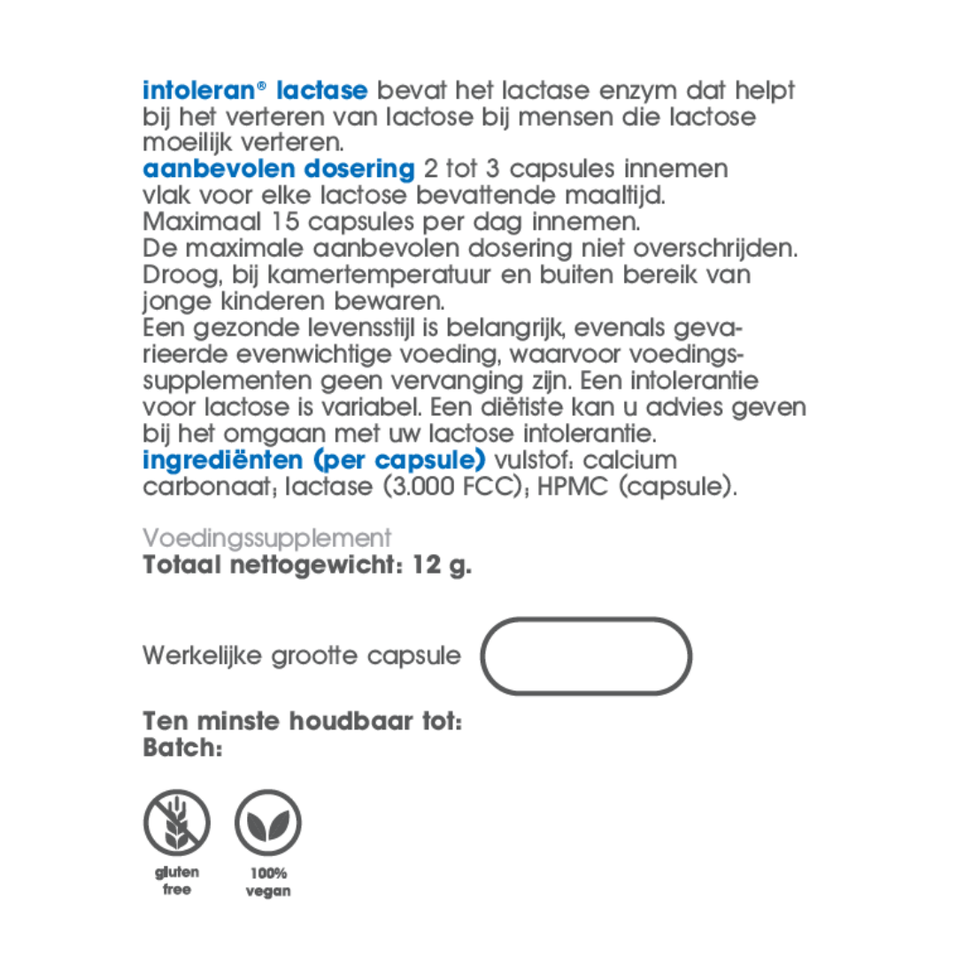 Lactase 3000 - 50 capsules | Capsules voor lactose-intolerantie | Intoleran