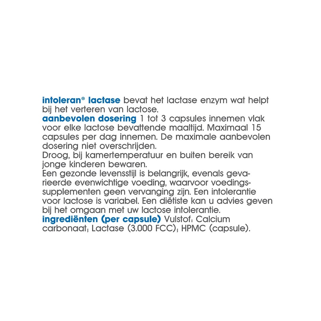 Lactase 3000 - 150 capsules | Lactase enzym, 3000 FCC | Intoleran