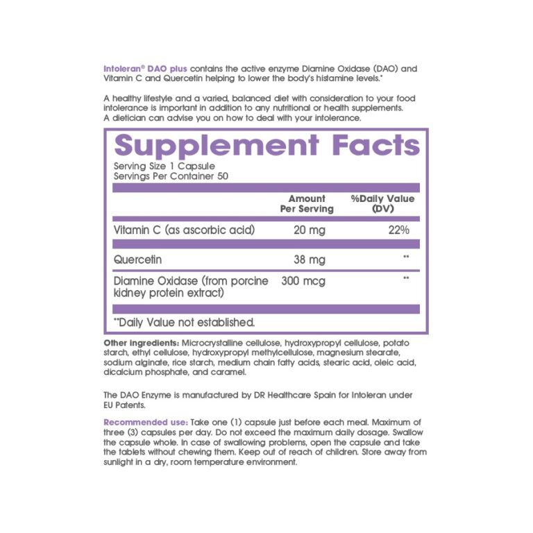 DAO plus - 50 capsules | Contains Diamine Oxidase | Intoleran