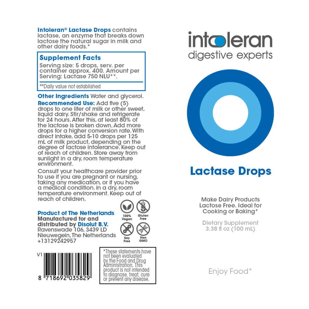 Lactase drops | Make dairy products lactose-free! | Intoleran